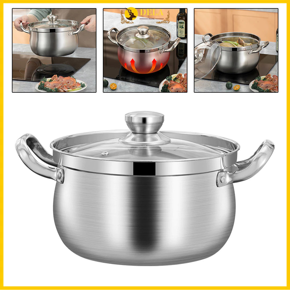 Durable Stainless Steel Pot for Cooking Soup Veggies Noodles 24CM Size# ...