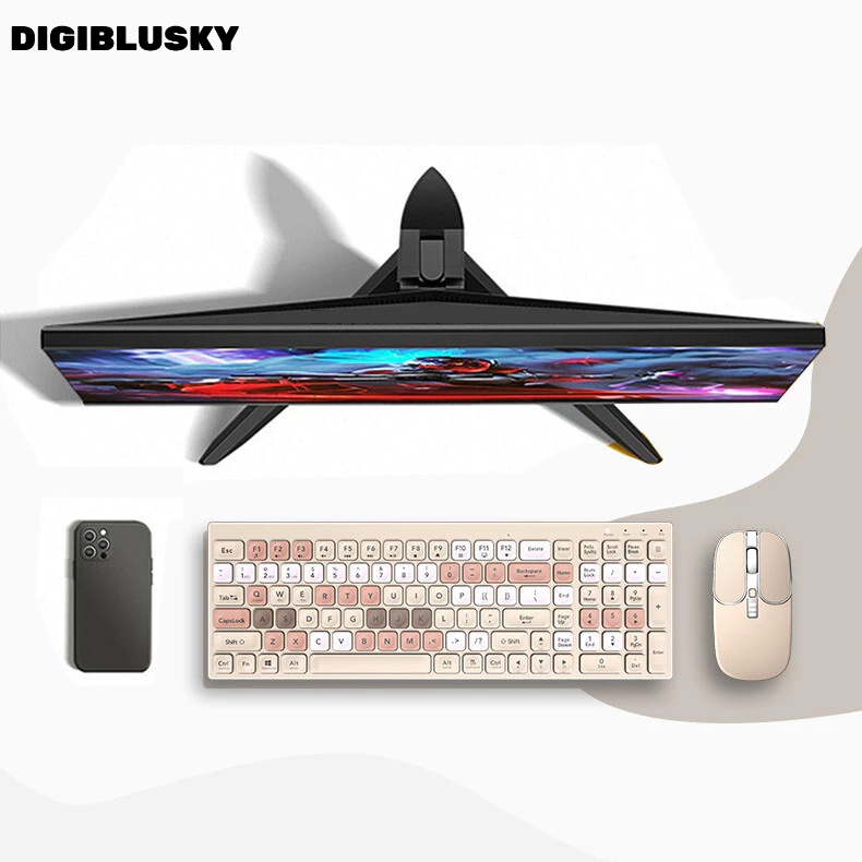 DIGIBLUSKY 2.4g + BT5.0 + BT4.0 Bàn phím ba chế độ + Bộ chuột Siêu mỏng Tắt tiếng 105 phím Bàn ...