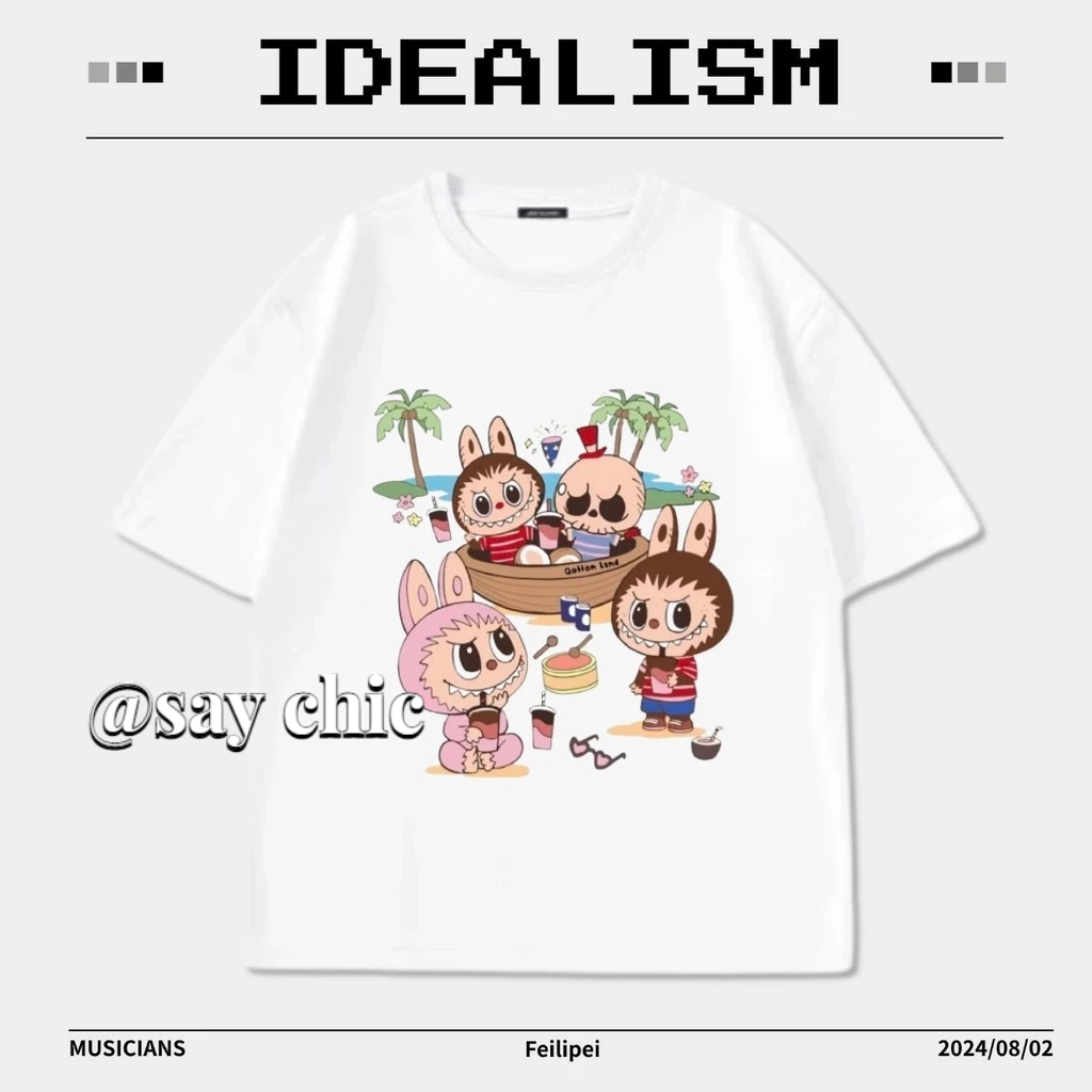 Áo thun nam SAY CHIC mùa hè mới hợp thời trang labubu in dáng rộng tay ...