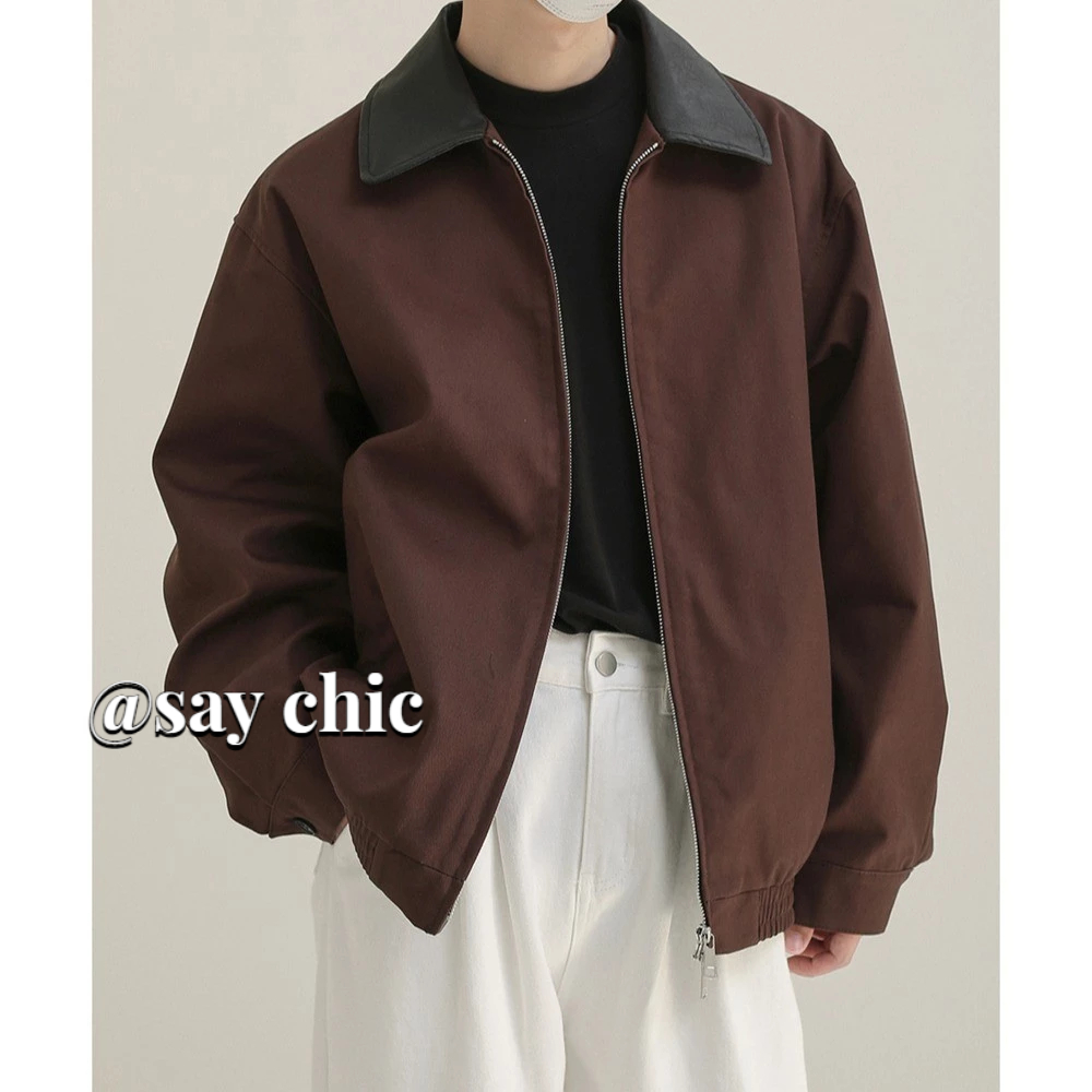 SAY CHIC Áo khoác nam thời trang mới hợp thời trang tương phản màu khâu ...