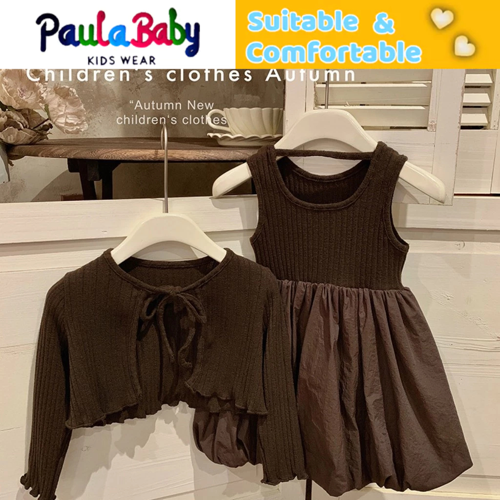 Paulababy Váy công chúa mùa thu cho bé gái Váy vải tuyn nhung dài tay ...