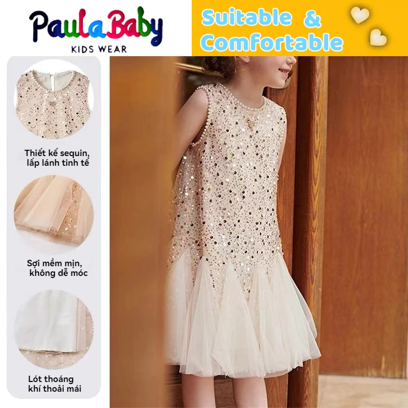 Paulababy Trẻ Em Bé Gái Christening Dedication Đầm Ngọc Trai Không Tay ...