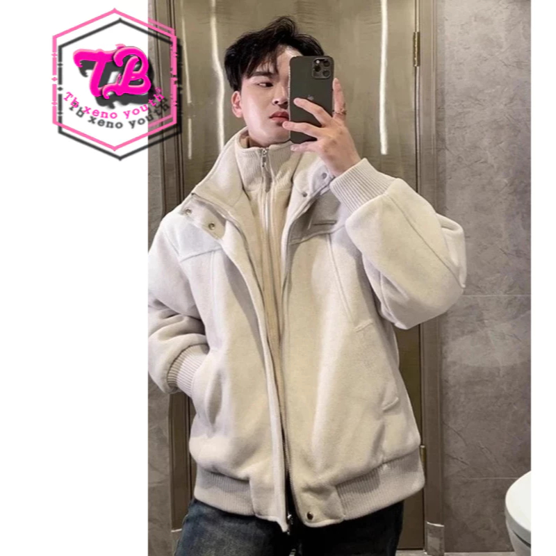 Áo khoác nam Tb xeno thanh niên len giả hai mảnh ấm áp dáng rộng giản dị đa năng cỡ lớn M đến ...