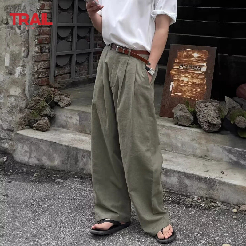 Quần lót xếp li nam Trail Echo mùa hè phong cách lười biếng phong cách ...