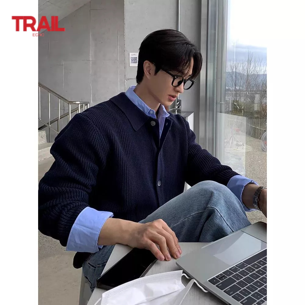 Áo len nam có ve áo trơn Trail Echo Áo dài tay phong cách Hàn Quốc mới ...