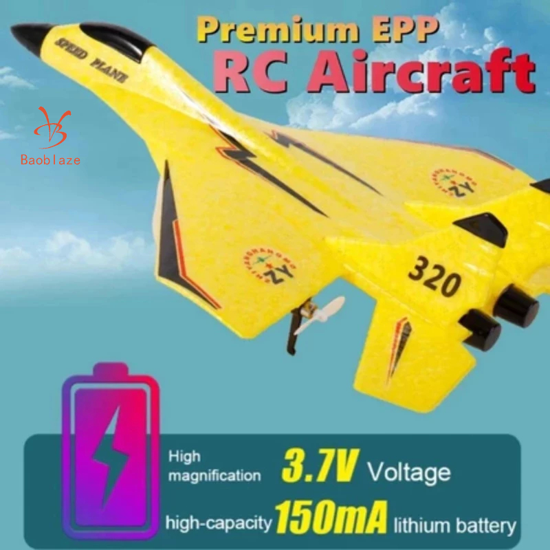 Máy bay RC Đèn ngủ 2 kênh Máy bay lượn cố định màu vàng Zy 320, Máy bay ...