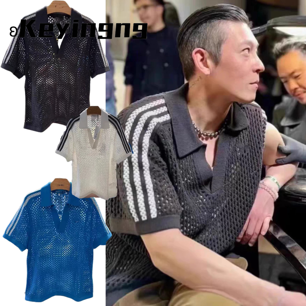 Keyingng Áo thun nam ngắn tay Edison Chen có cùng một lỗ ba thanh ...