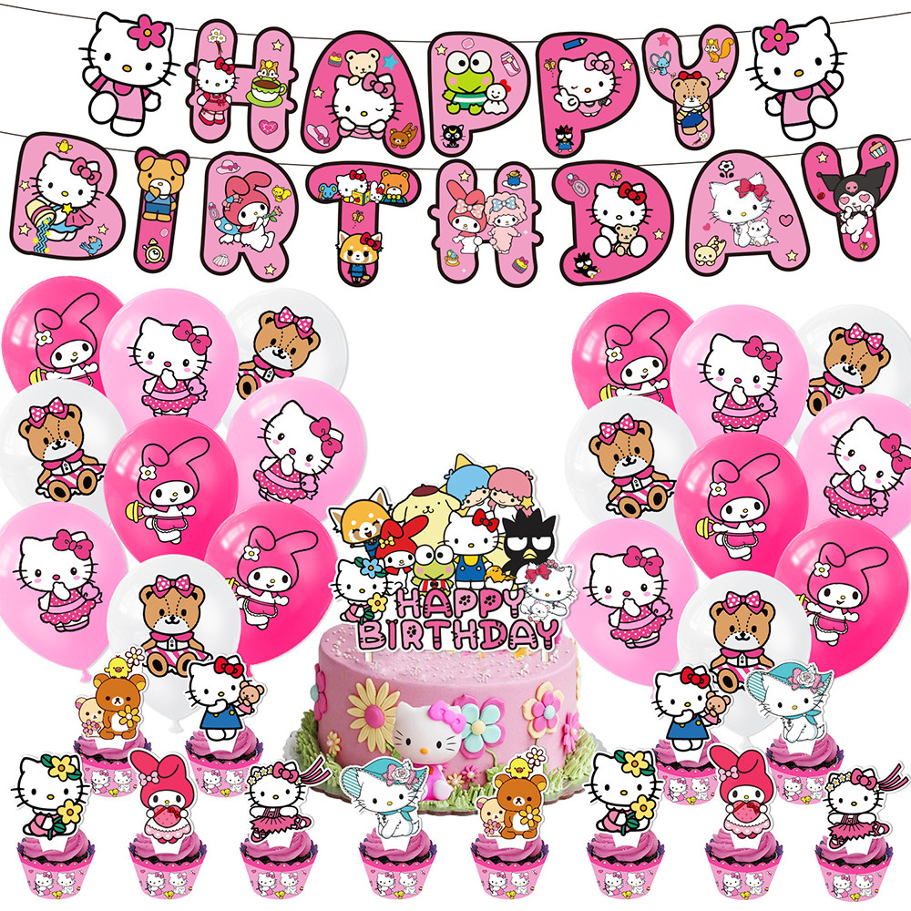 33 món đồ trang trí sinh nhật Hello Kitty bao gồm biểu ngữ, bánh ...