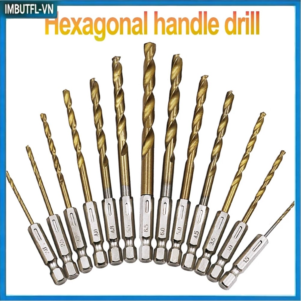 1 Mũi khoan tráng thép tốc độ cao HSS 1 / 4 Chuôi lục giác 1,5mm-6,5mm ...