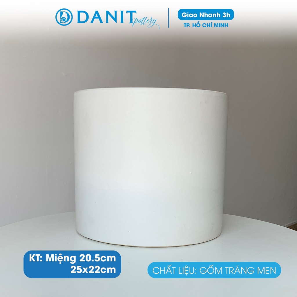 [Hỏa Tốc] Chậu gốm trồng cây cảnh 25cm, Chậu gốm hình trụ cao Danit ...