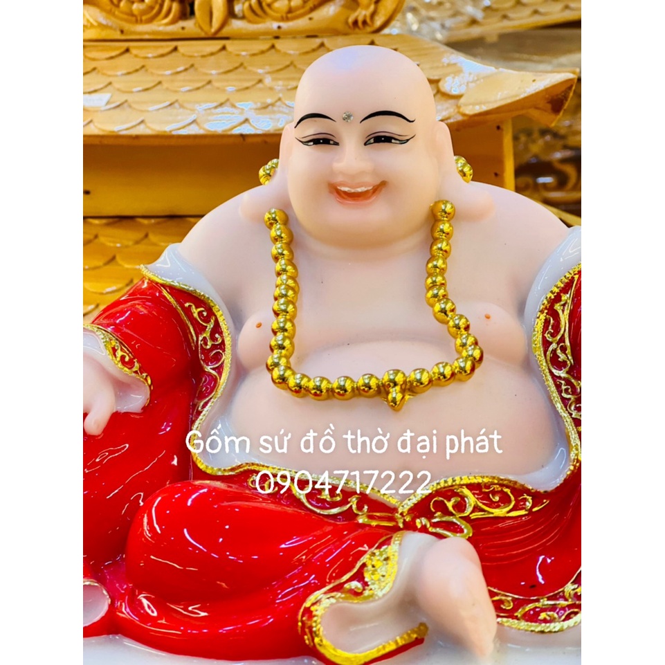 Tôn Tượng Di lặc đá , Tượng Dilac áo đỏ, vàng viền vàng cao cấp kích ...