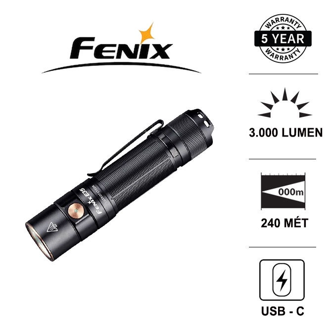 Đèn pin EDC FENIX E35 V3.0 độ sáng 3000 lm chiếu xa 240 sử dụng pin ...