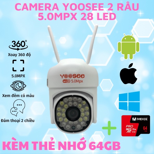 Camera Yoosee PTZ-Camera ngoài trời mẫu siêu mini, 28 led 5.0mpx,xoay ...