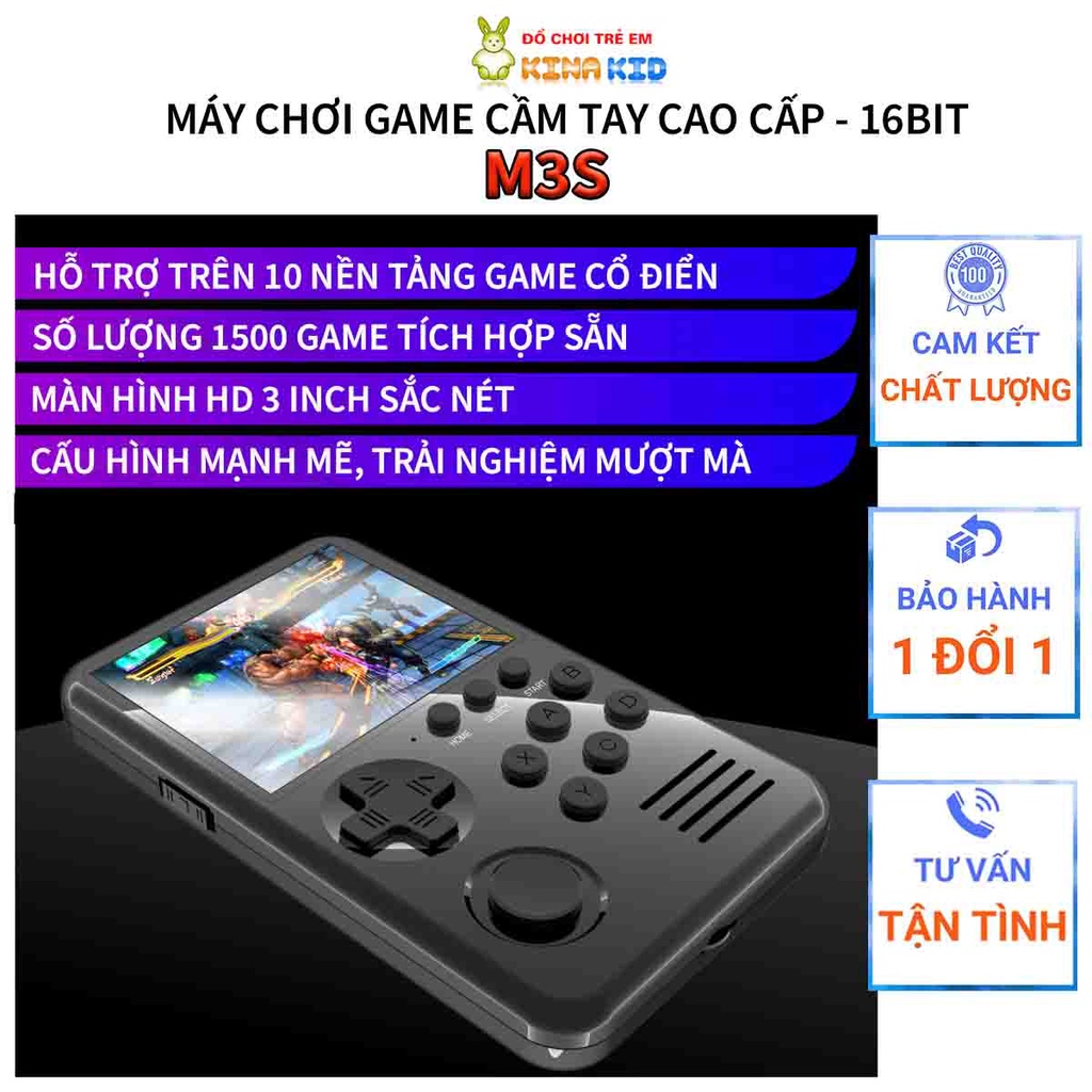 Máy Chơi Game Cầm Tay M3S 16 Bit, Màn Hình HD Sắc Nét, Hỗ Trợ Thẻ Nhớ ...