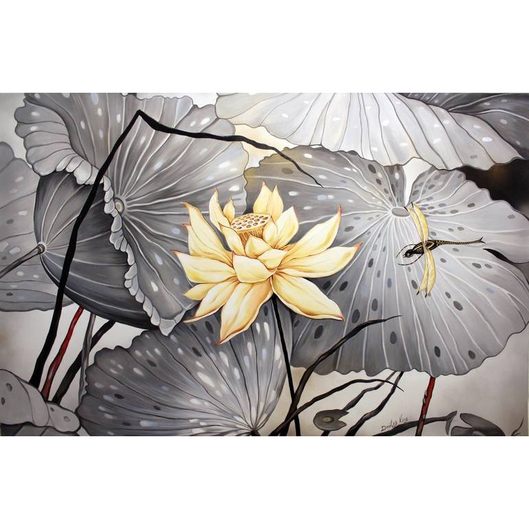 Tranh hoa sen - in canvas kích thước 60x90 ( đủ khung) | Shopee Việt Nam