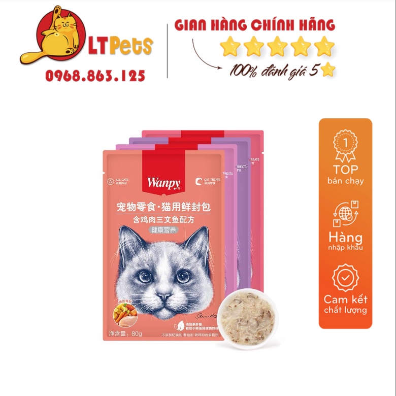 PATE WANPY CHO MÈO PHIÊN BẢN MỚI NHẤT GÓI 80G | Shopee Việt Nam