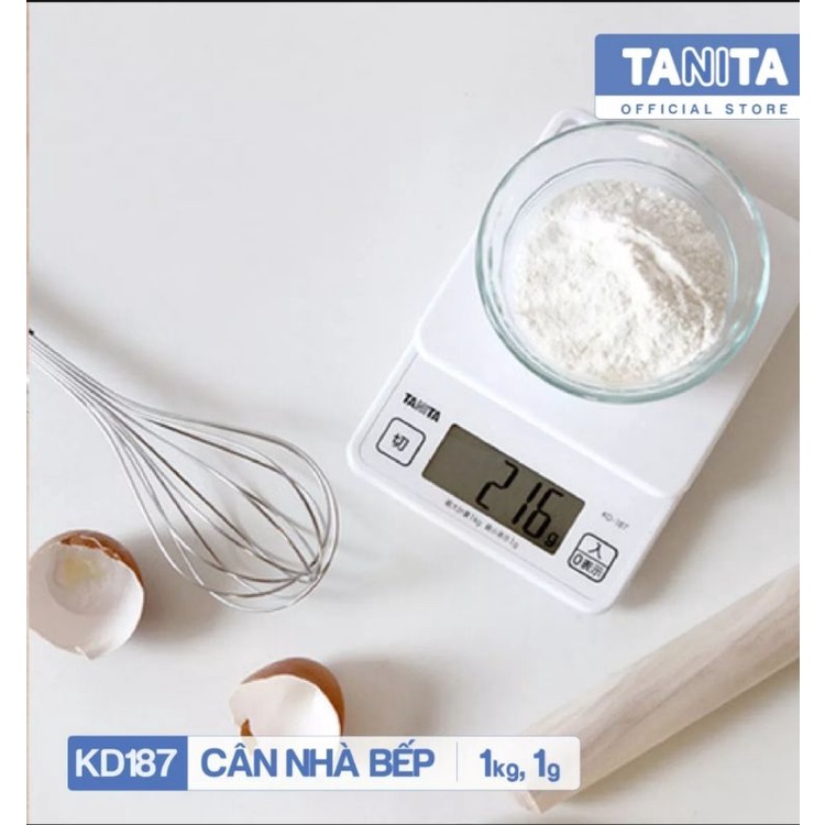 Cân điện tử nhà bếp Tanita KD187 tải trọng tối đa 1kg/1g. Cân điện tử tiểu ly KD-187 dùng định ...