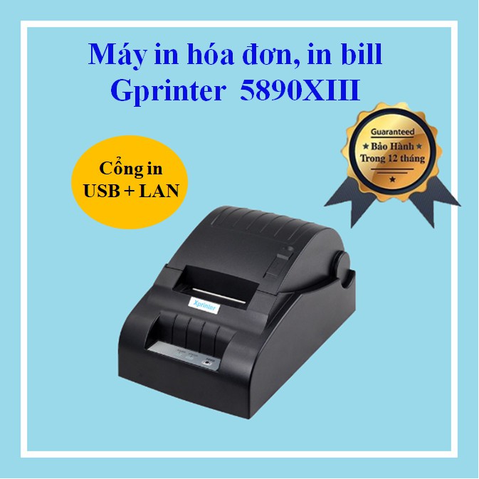 Máy in hóa đơn Gprinter GP-5890XIII dùng giấy K58 in từ điện thoại (LAN), máy tính (USB ...