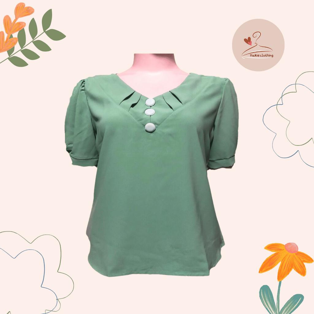 Áo kiểu trung niên nữ 3 nút cho mẹ - Vải lụa Ý cao cấp sang trọng ...