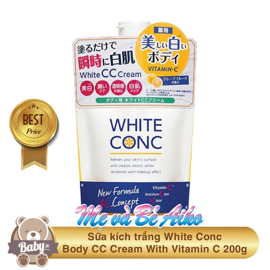 Sữa dưỡng trắng White Conc Body CC Cream With Vitamin-C 200g | Shopee ...