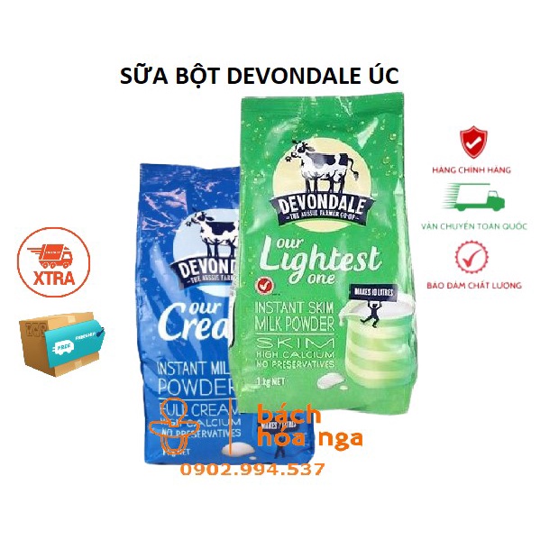 [SB] Sữa Bột Devondale Nguyên Kem/Tách Béo Úc gói 1kg | Shopee Việt Nam