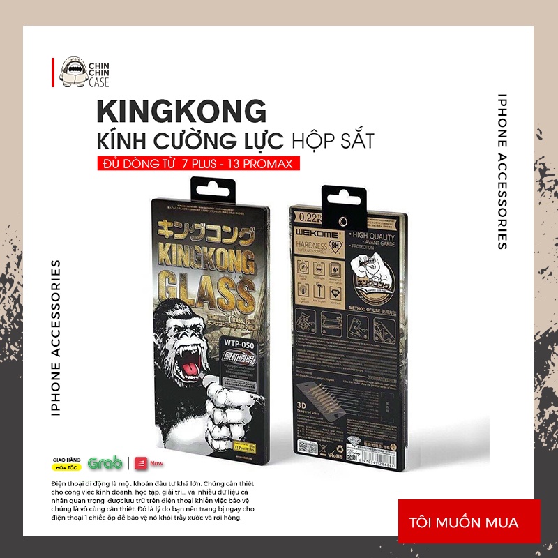 Kính cường lực iPhone King Kong Hộp Sắt dánh cho iPhone các đời từ X ...