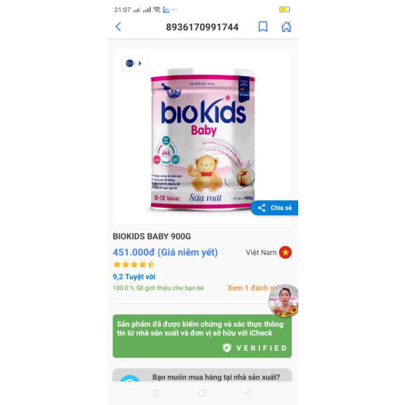 sữa tăng đề kháng, tăng cân BIOKIDS baby cho bé 0-12thang | Shopee Việt Nam