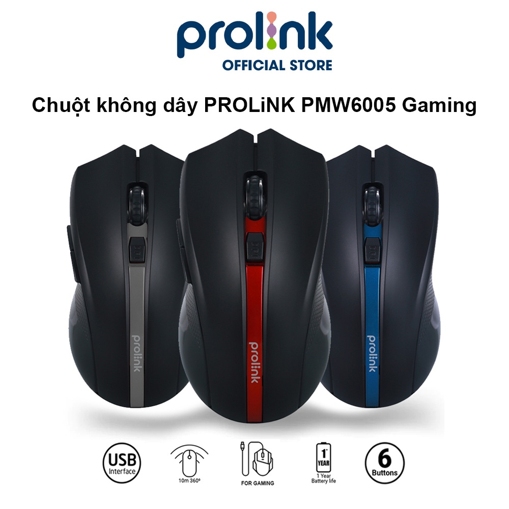 Chuột không dây PROLiNK PMW6005 kiểu dáng Gaming, tiết kiệm pin, độ ...