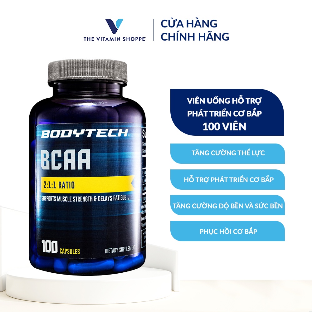 Viên uống hỗ trợ phát triển cơ bắp BodyTech BCAA 2:1:1 Ratio 100/200 ...