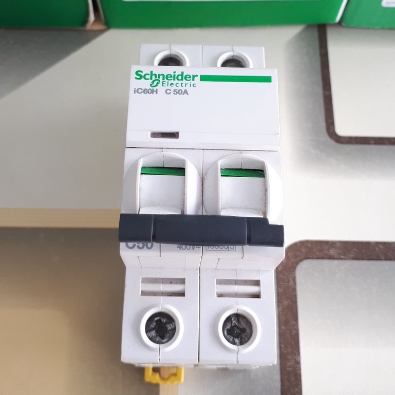 Cầu dao điện, aptomat, MCB gài 2 pha 50A dòng cắt 10KA A9F84250 - Schneider | Shopee Việt Nam
