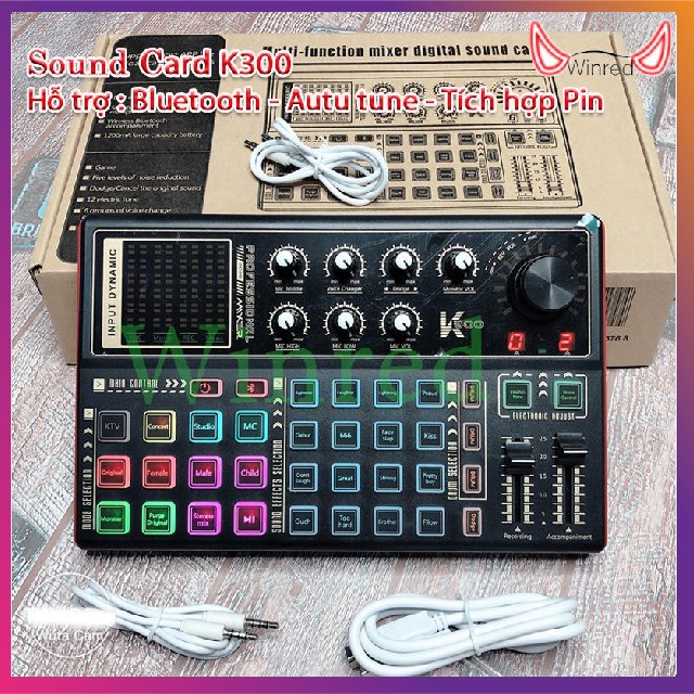 Sound Card Livestream K300 hỗ trợ Auto tune tích hợp pin hiển thị ...