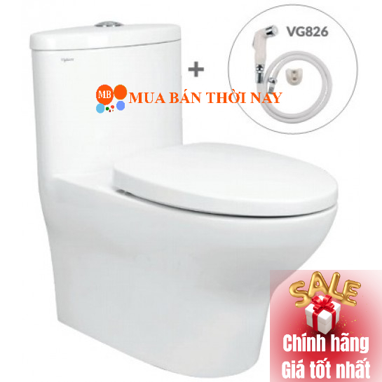 Bồn cầu 1 khối Viglacera V37S Xả xoáy, nắp êm V37 Tặng vòi xịt nhựa ...