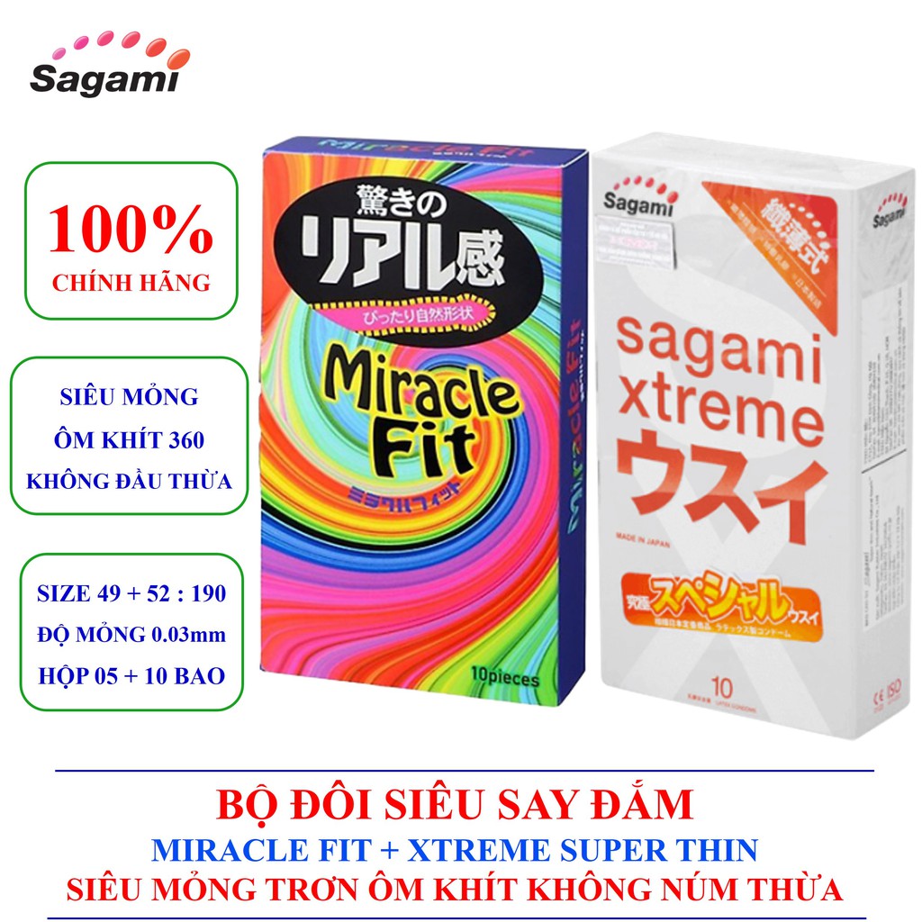 [BAO CAO SU SAGAMI] COMBO bao cao su Siêu mỏng Sagami Super Thin + bao cao su Sagami Miracle Fit ...