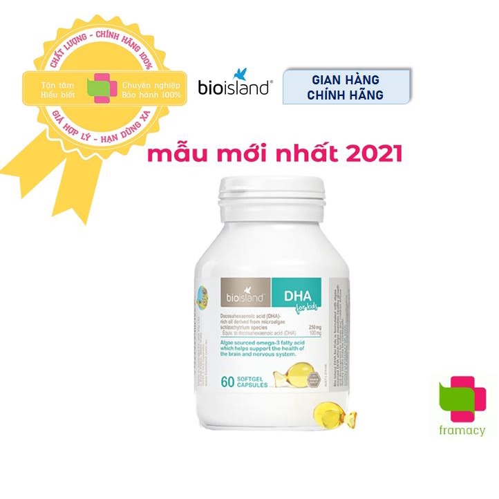 Bioisland DHA for Kids, Úc (60 viên) dầu cá từ vi tảo bổ sung DHA cho bé từ sơ sinh, người lớn ...