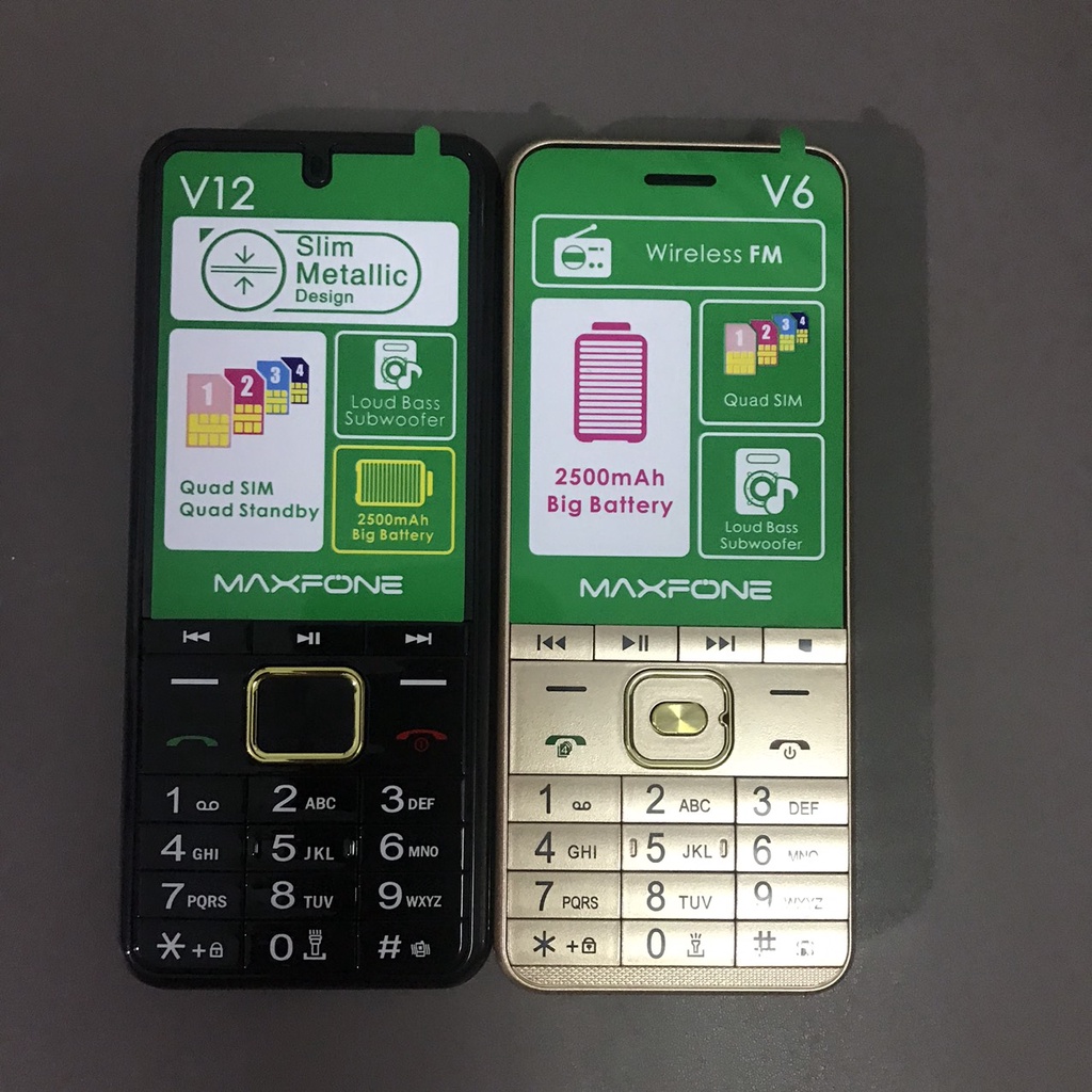 Điện Thoai Maxfone V6 ,V12 4 sim Full Box Bàn phím to Bảo Hành 12 tháng ...