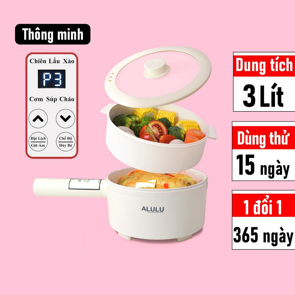 Nồi điện đa năng ALULU, dung tích 3L ( kèm khay hấp ), có sẵn chức năng ...