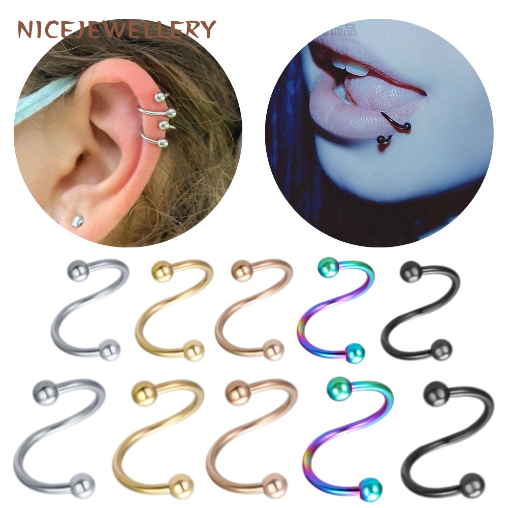 1 Chiếc Vòng Mũi Xoắn Punk Labret Nhẫn Thép Không Gỉ Bông Tai Xoắn Ốc ...