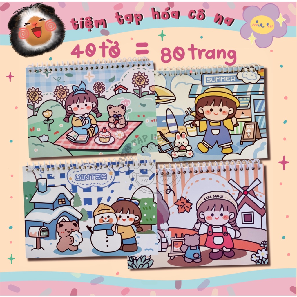 Sổ chiết và lưu trữ sticker size A5 80 trang - Sổ lò xo dễ thương bốn ...