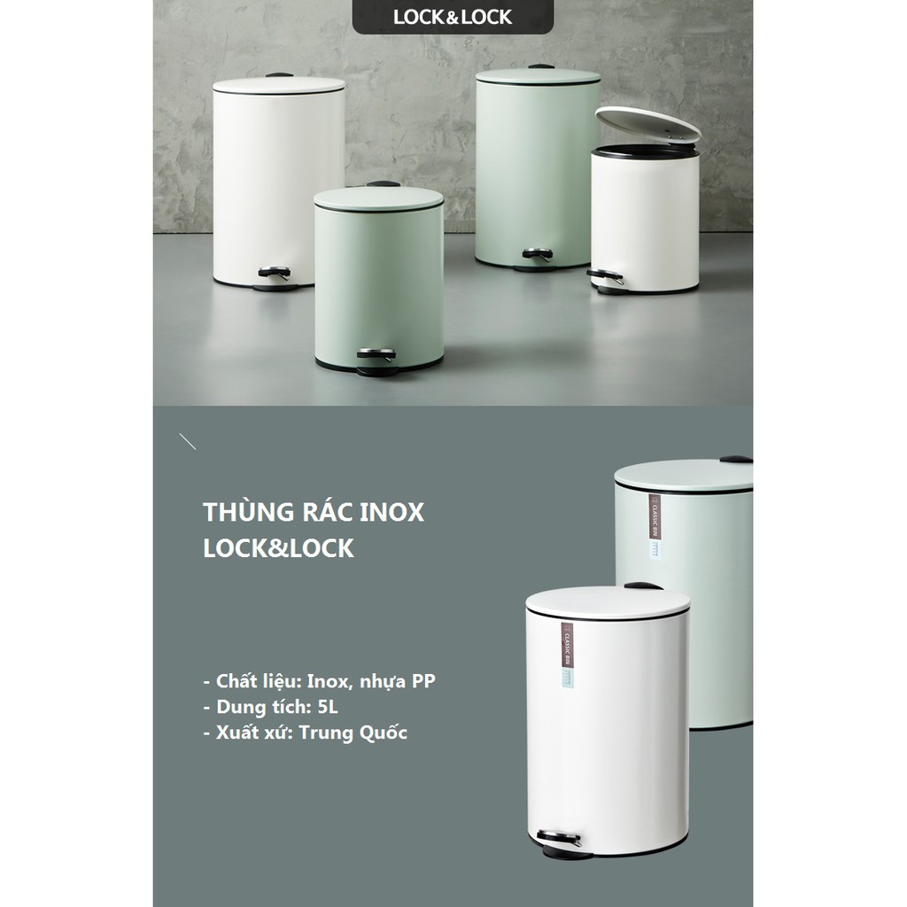 Thùng rác Lock&Lock 12 lít sơn tĩnh điện có đạp chân BYP103 | Shopee ...