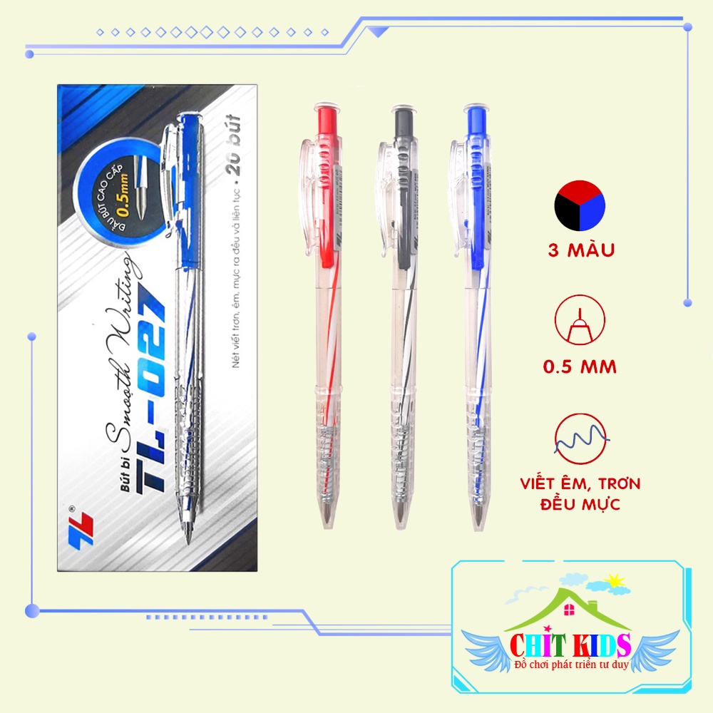 Bút bi Thiên Long TL-027 hộp 20 cây - đầu bút cao cấp 0.5mm | Shopee ...