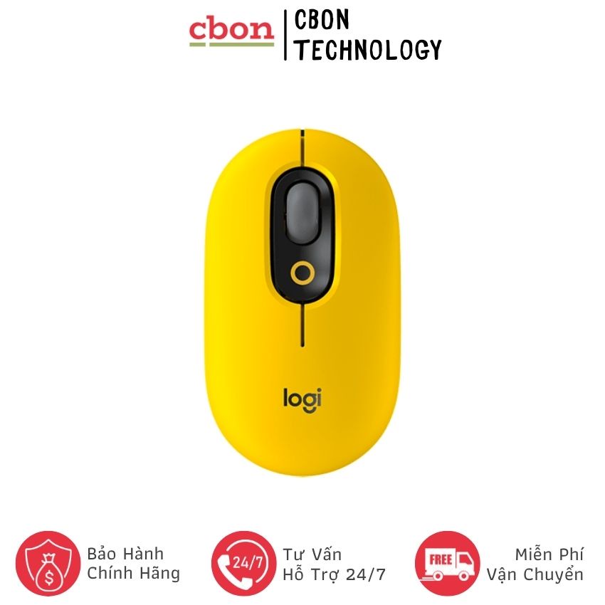 [Hàng chính hãng] Chuột không dây Logitech POP MOUSE Bluetooth màu vàng ...