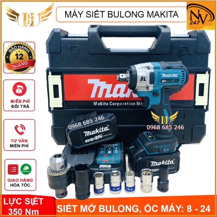 Máy Siết Bulong Makita 20V mẫu 2024 máy vặn vít xiết bu lông Không Chổi Than BH 12 tháng ...