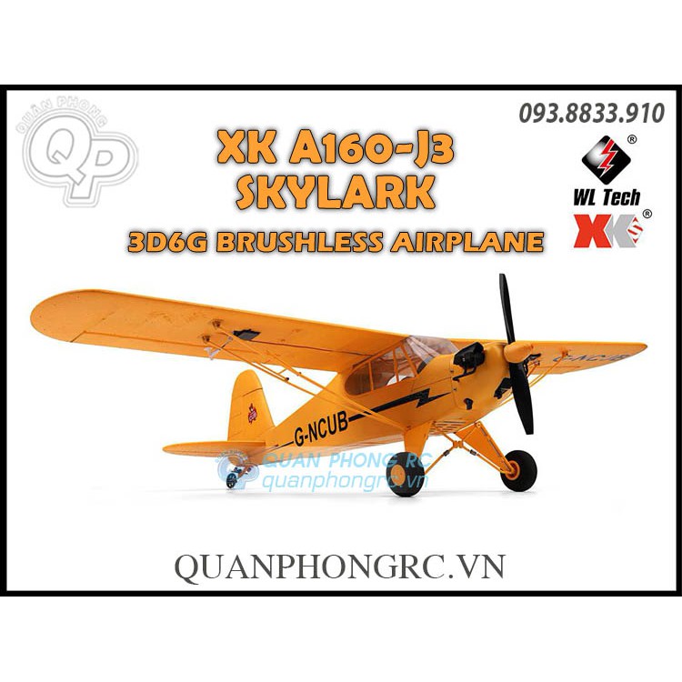 Máy bay RC WLtoys XK A160 J3 Skylark 3D6G Brushless RC Airplane RTF | Shopee Việt Nam