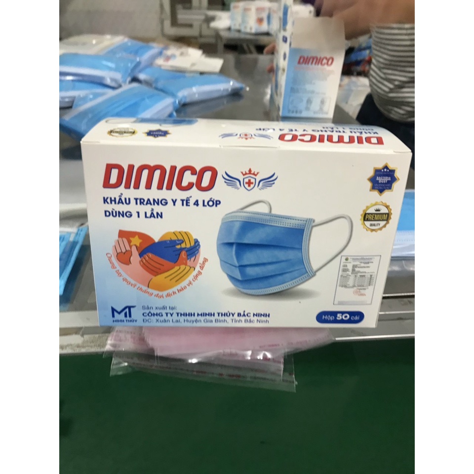 Khẩu trang y tế 4 lớp DIMICO Face mask cao cấp hộp 50 cái bịch 10 cái ...