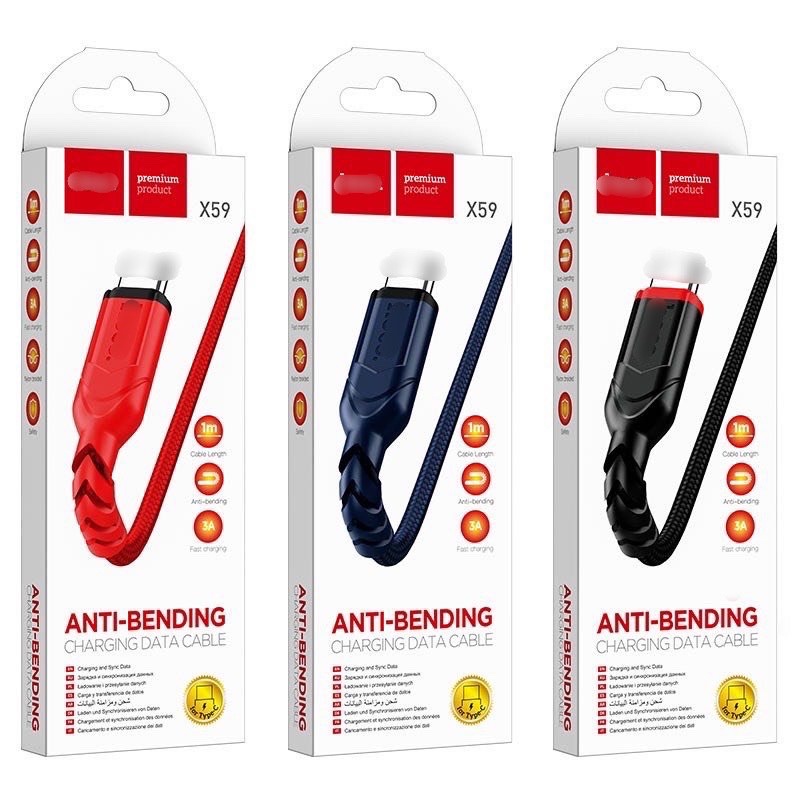 Cáp Sạc Nhanh Hoco X59 Dây Dù,Chống Gãy, Chống Đứt Nhanh 2.4A/3A Hỗ Trợ Truyền Dữ Liệu Cho ip ...