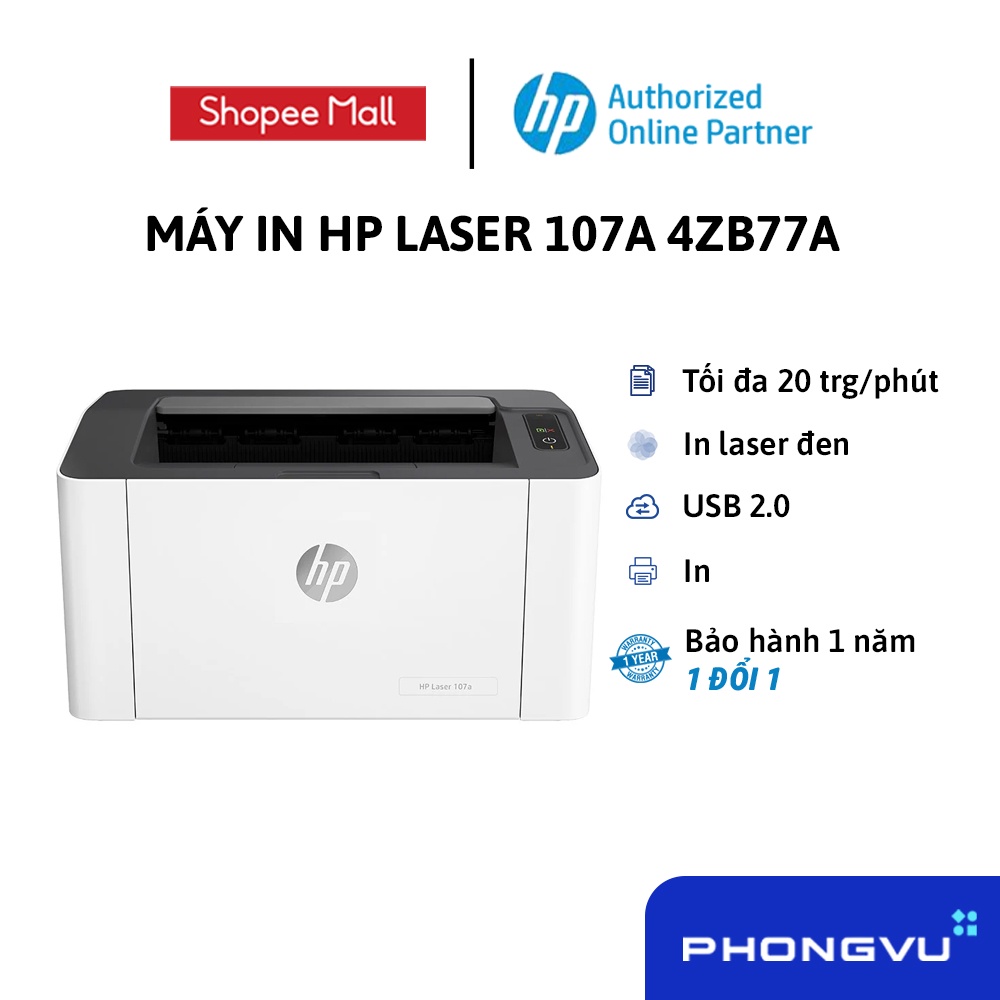 [Nhập ELHPP9 giảm 25% tối đa 500K] Máy in HP Laser 107a 4ZB77A - Bảo ...