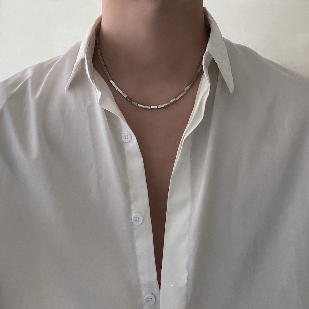 Dây chuyền nam Deoji hạt Titan chữ nhật sang trọng bằng Titan không gỉ ...