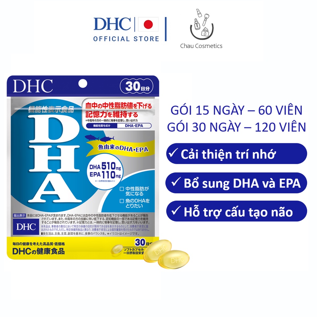 Viên Uống Dầu Cá Bổ Sung Omega 3 (510mg DHA 110mg EPA) Bổ Não DHC Nhật ...