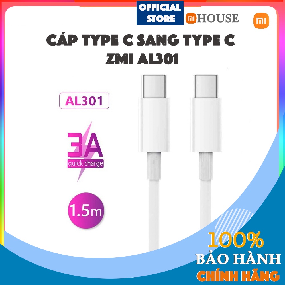 Cáp sạc 𝗫𝗶𝗮𝗼𝗺𝗶 ZMI Type C to Type C 1.5m AL308E - Cáp Type-C to Type-C 𝗫𝗶𝗮𝗼𝗺𝗶 ZMI AL301 ...