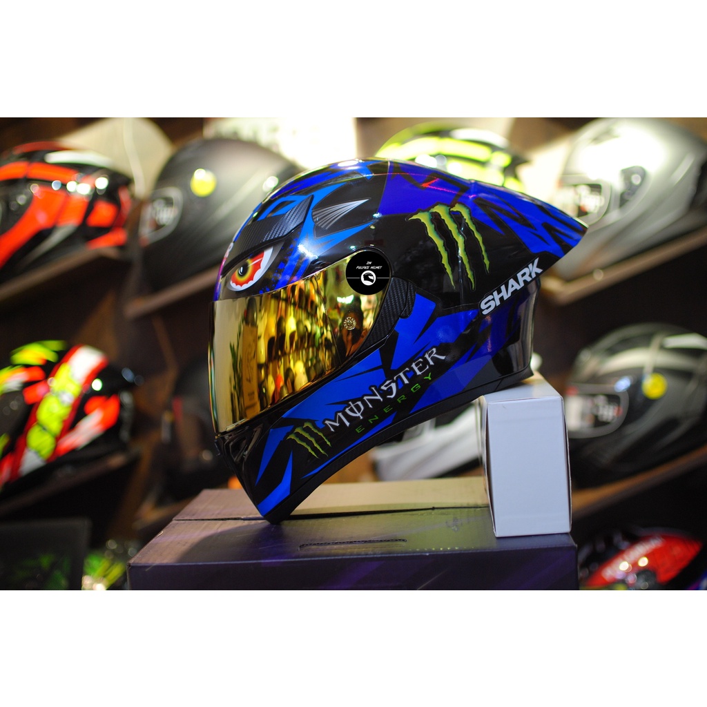 Mũ bảo hiểm Fullface Royal M138 Shark Monster xanh gp+đuôi shark ...